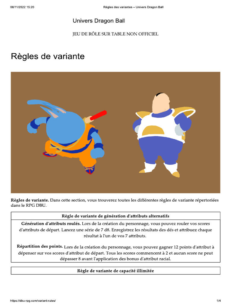 97 - Règles Des Variantes - Univers Dragon Ball | PDF