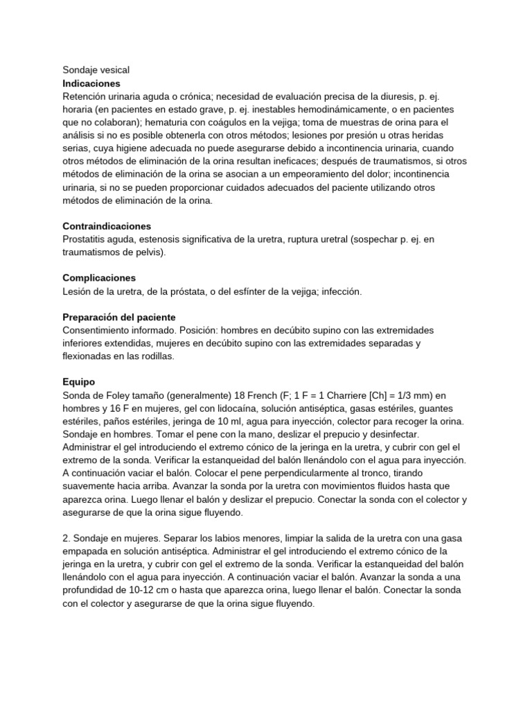 Guía Completa de Sondaje Vesical | PDF | Medicina CLINICA | Urología