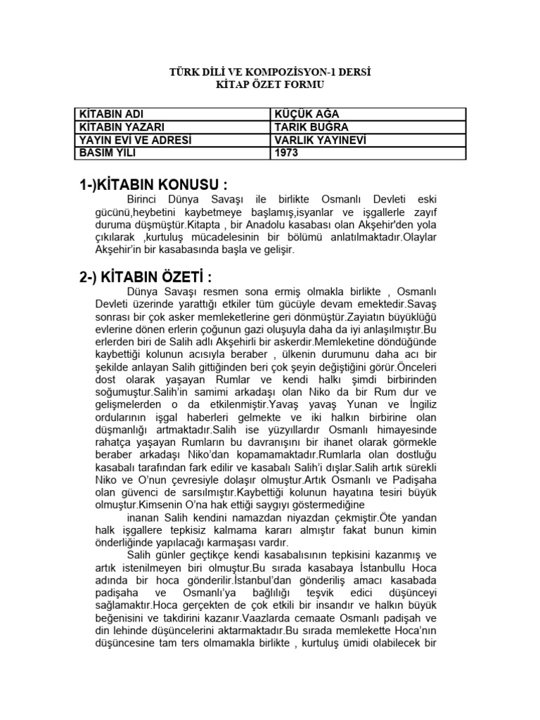 Kucuk Ağa Ozet | PDF