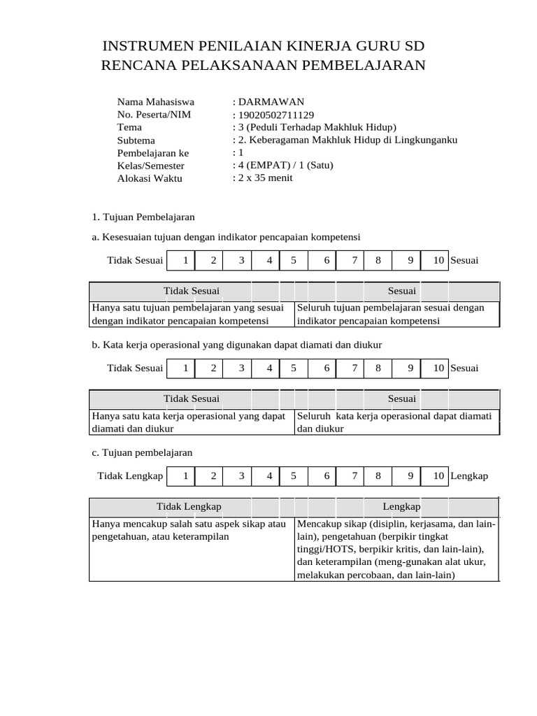 Instrumen RPP UKIN | PDF