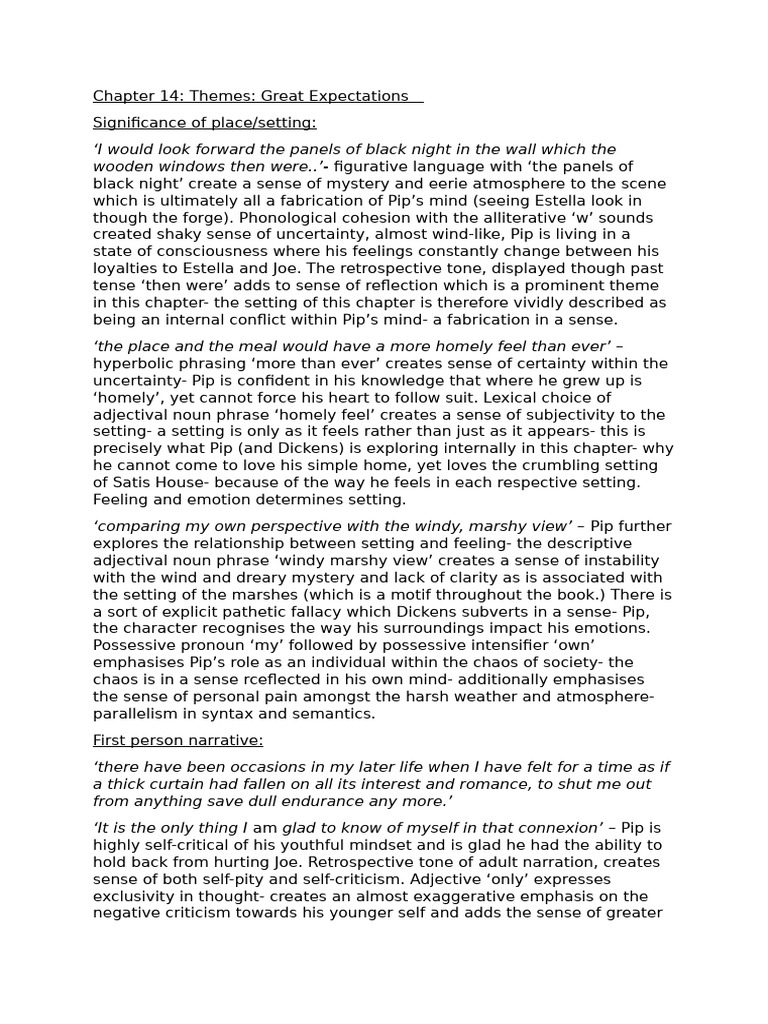 Chapter 14-16 Greatexpectations Theme Analysis | PDF | Great ...