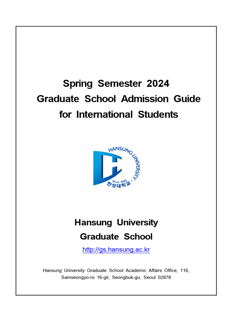 Spring Semester 2024 Graduate School Admission Guide | PDF | University ...