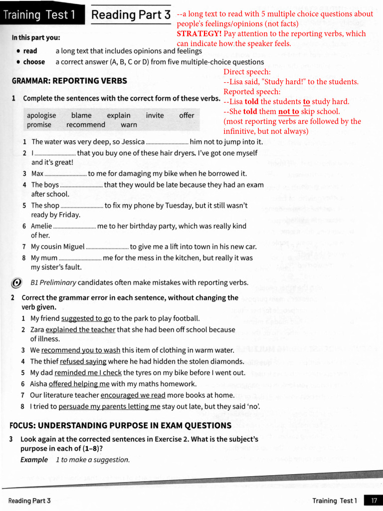 PET For Schools Trainer Test 1 - Reading Part 3 | PDF | Multiple Choice