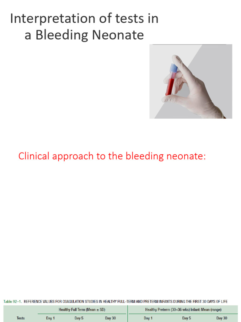 Interpretation of tests in Bleeding Neonate (1) | PDF | Coagulation ...