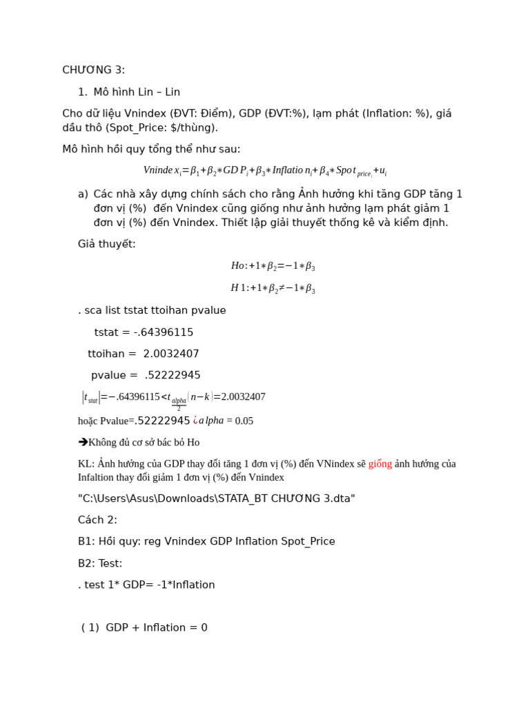 Vninde x β β GDP β Inflatio n β Spo t u | PDF