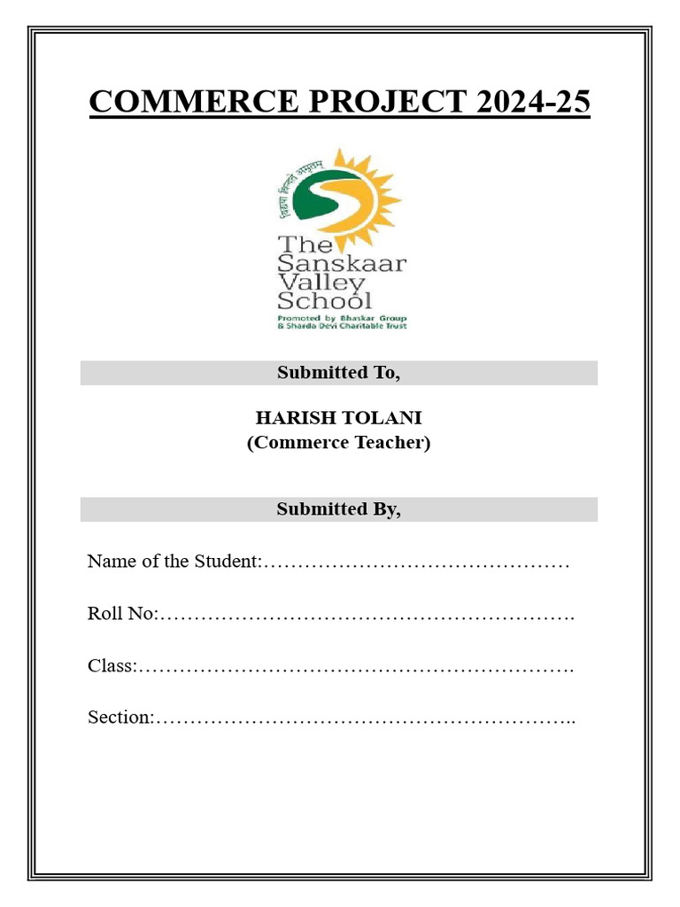 Commerce Project Cover Page 2024-25 | PDF