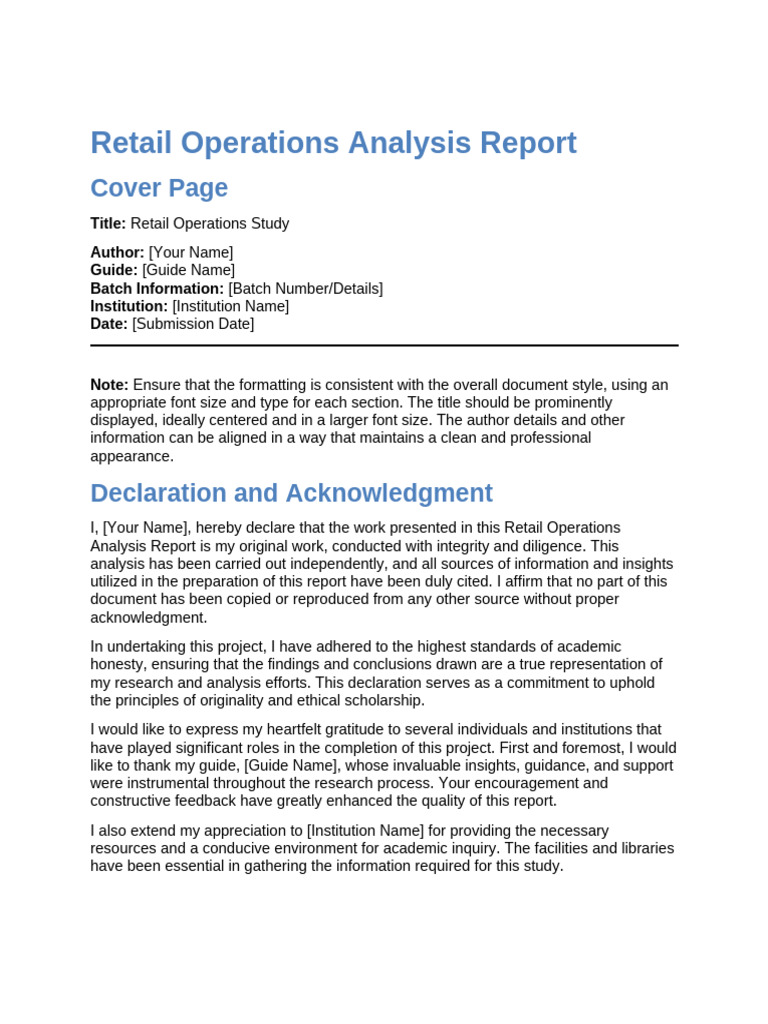Retail Operations Analysis Report | PDF | Retail | Customer Experience