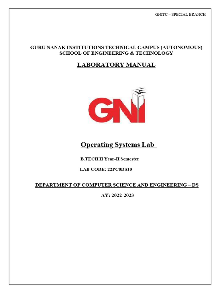 Operating Systems Lab Manual | PDF | Scheduling (Computing) | Operating System
