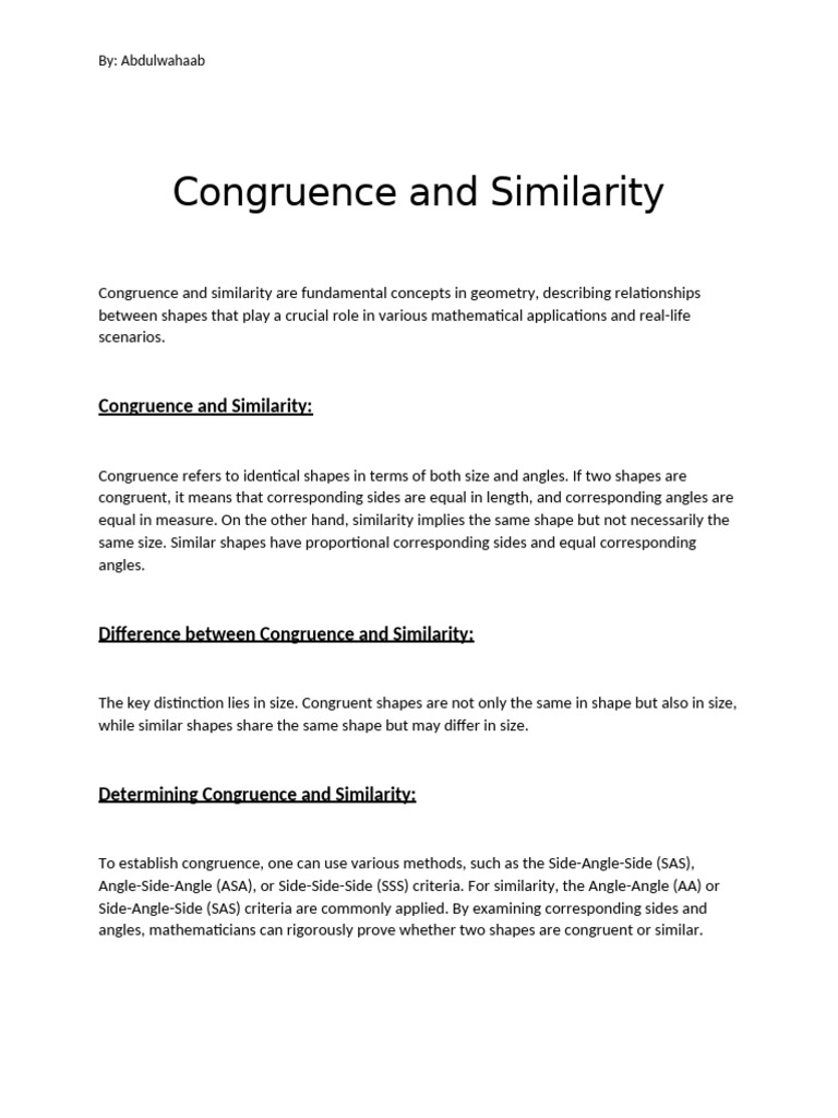 Congruence and Similarity (Abdulwahaab) | PDF | Elementary Geometry ...