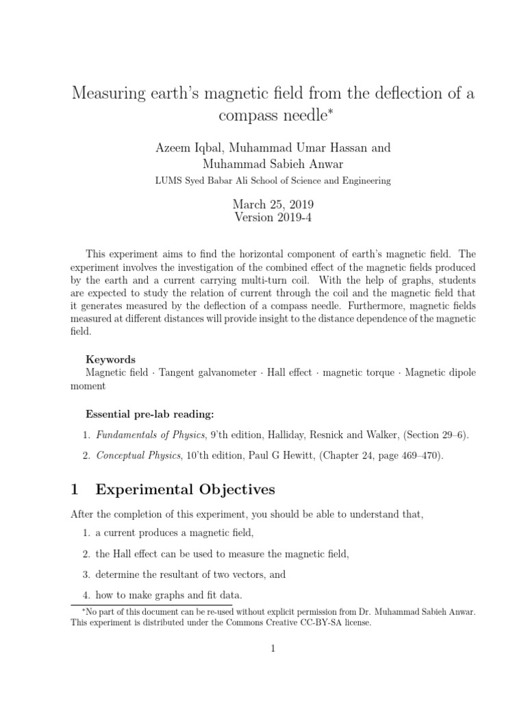 Manual Earthfield Deflection v4 | PDF | Magnetic Field | Magnetism
