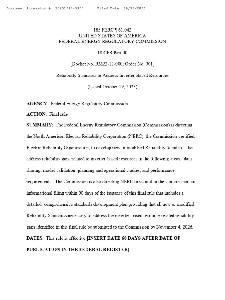 Ferc Order 901 | PDF | Power Electronics | Electrical Grid