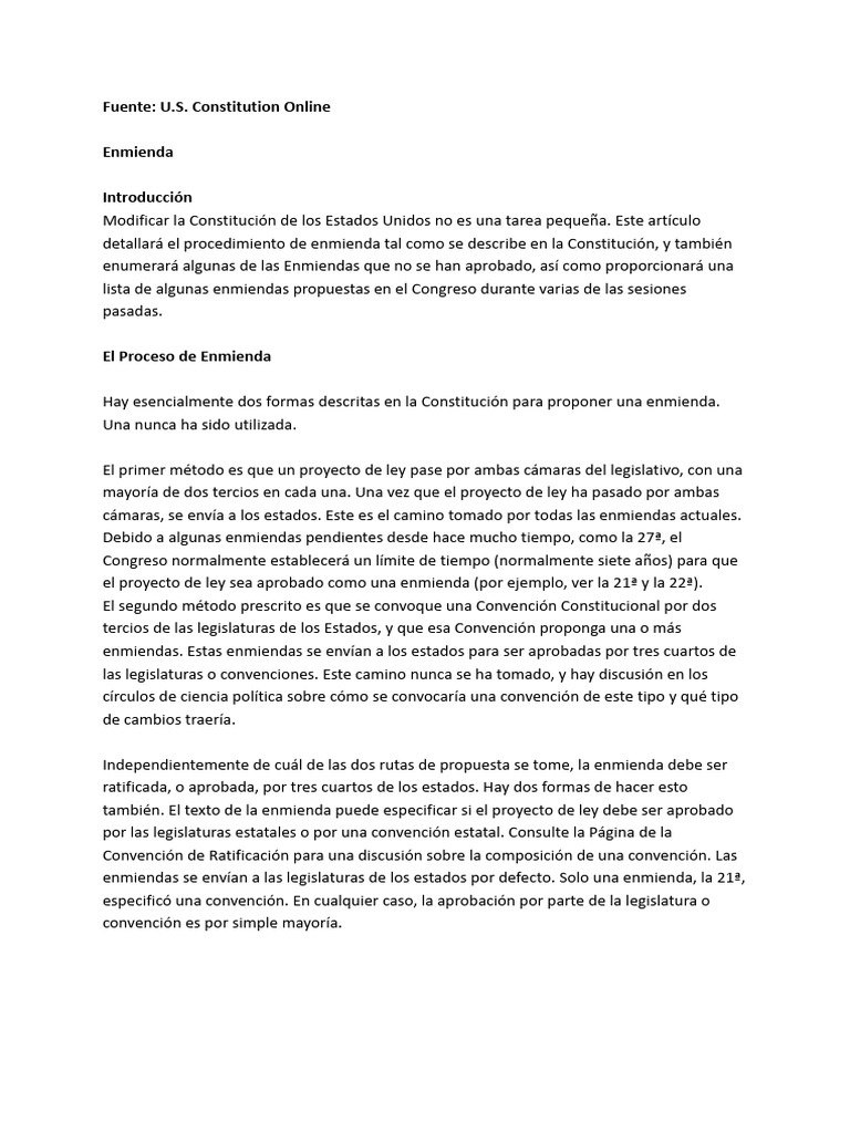 Enmiendas | PDF | Constitución | Gobierno