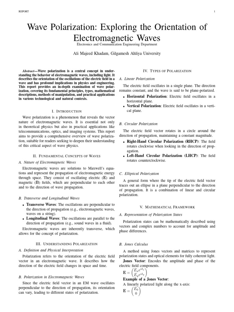 LabReport Wave Polarization - (Ali Majeed Khadam,) | PDF | Polarization (Waves) | Waves