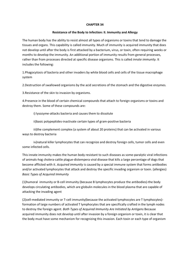 Chapter 34 Guyton and Hall | Download Free PDF | Immune System | Lymphocyte