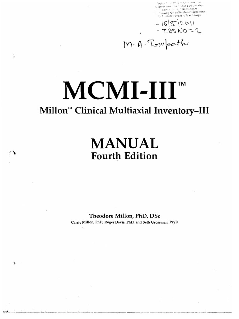 MCMI 3 Full Manual-1 | PDF