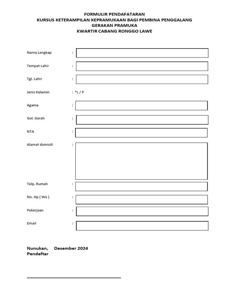 Blanko Pendaftaran | PDF