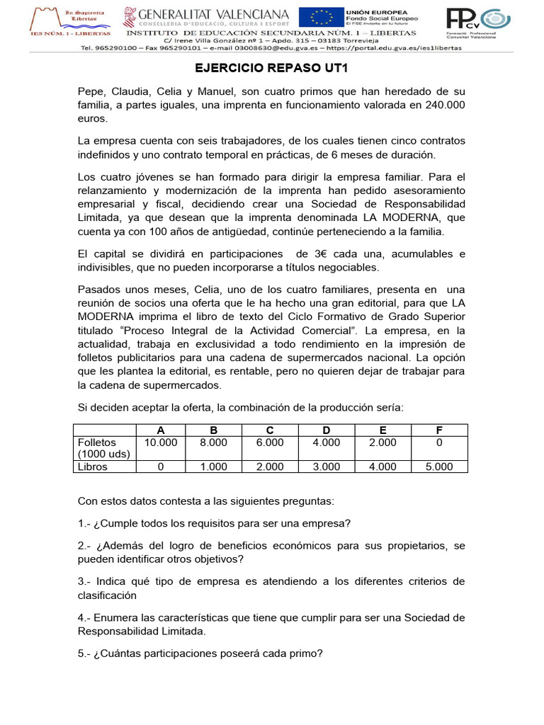 Ejercicio Repaso | PDF