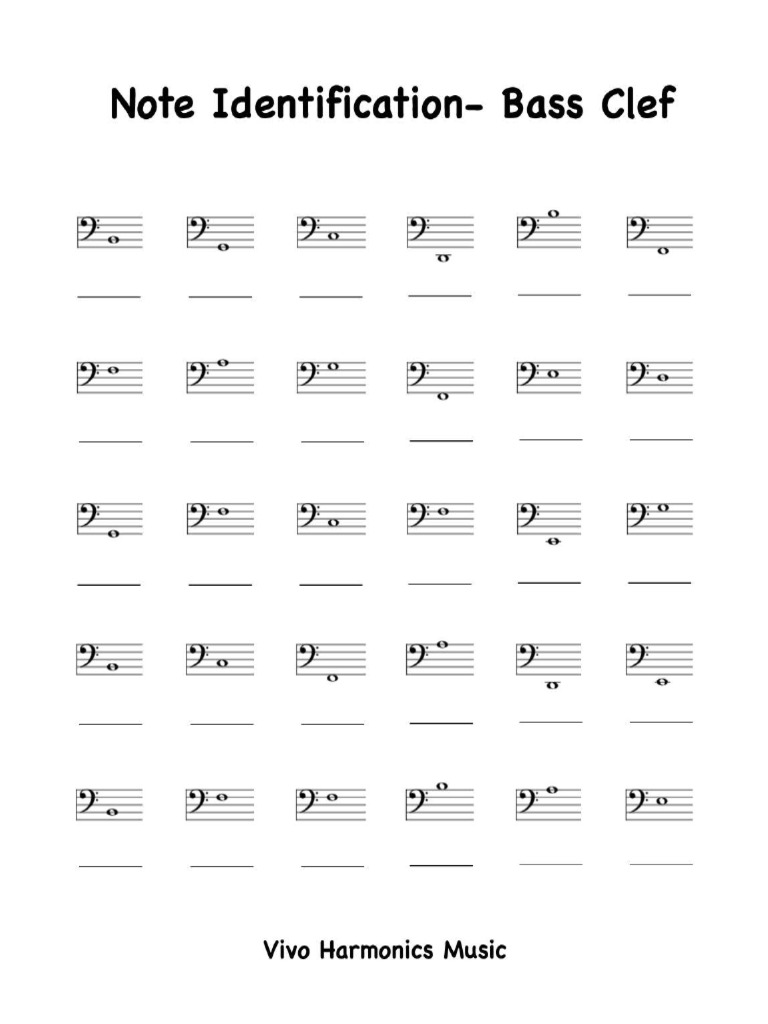 All Bass Clef Notereading Pages - Compressed-2 | PDF