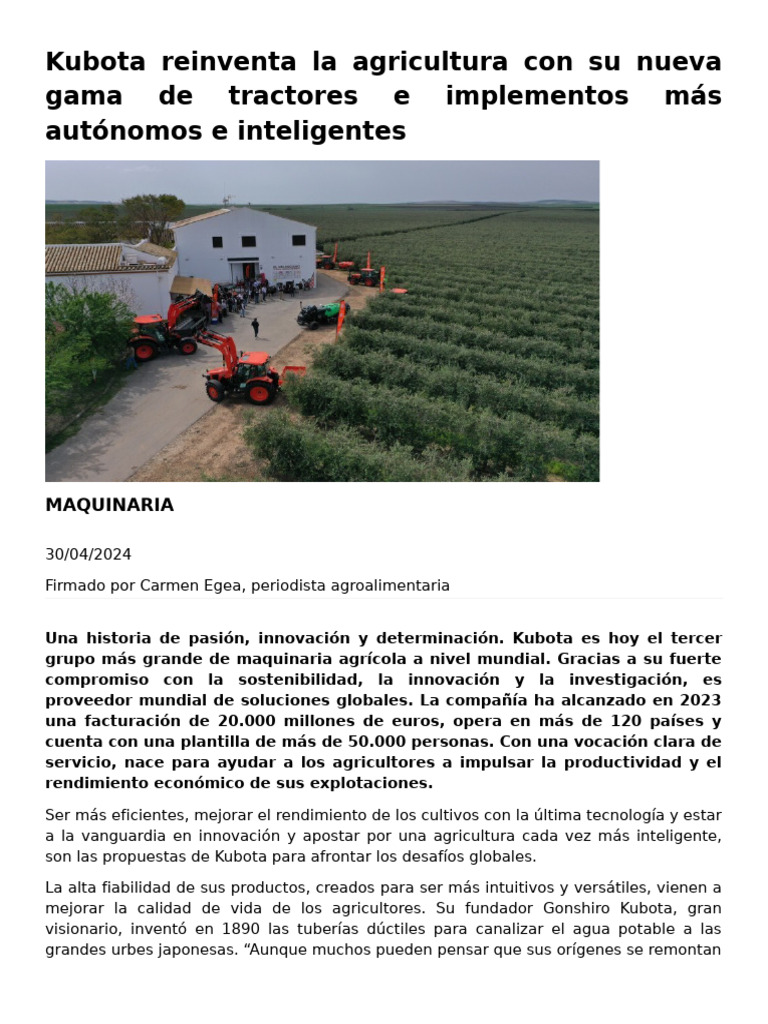 Revista Kubota | PDF | Agricultura | Tractor