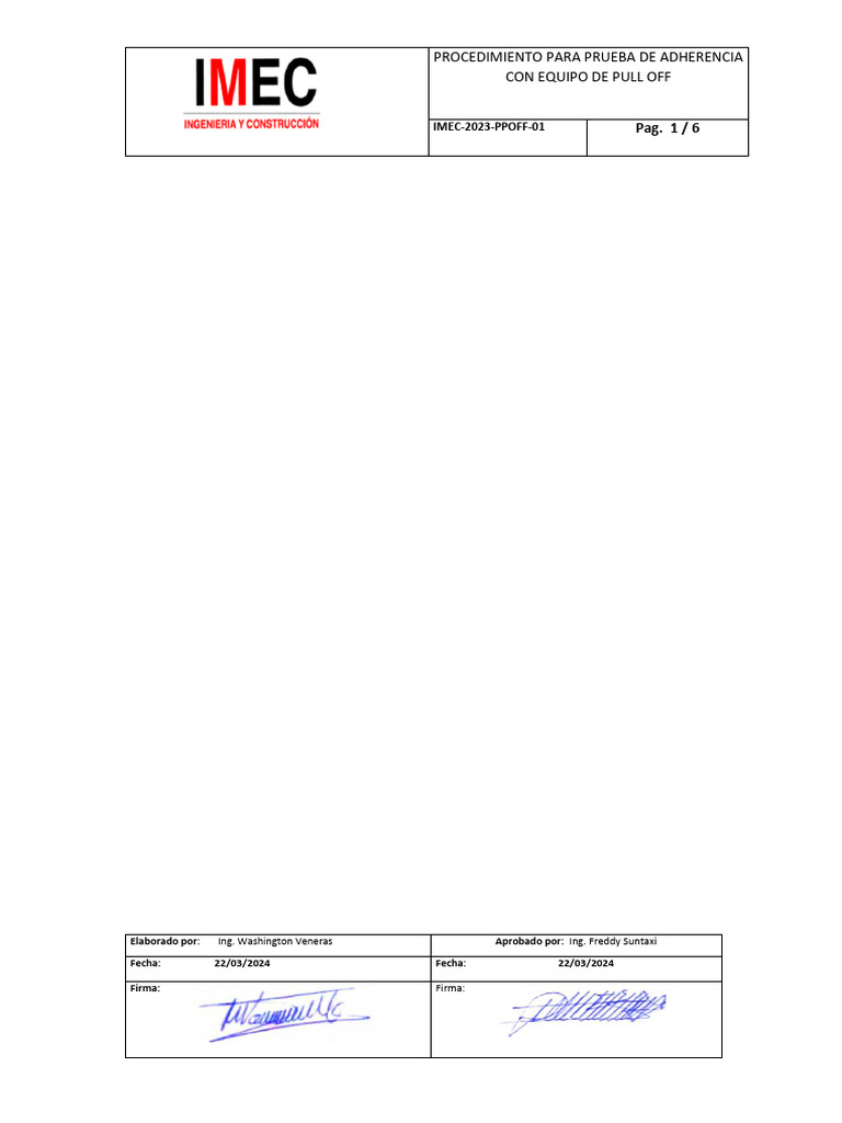 Procedimiento Prueba Pull Off | PDF | Adhesión | Adhesivo