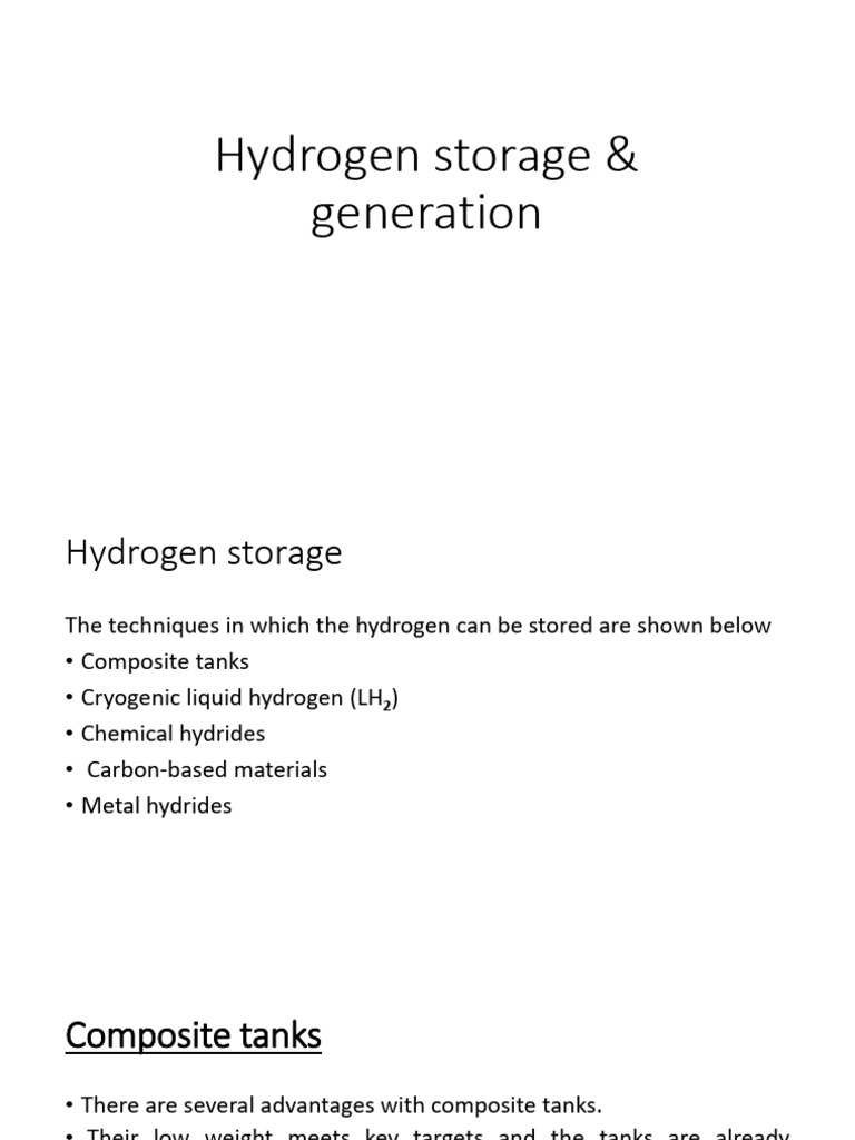 H2 storage & generation | PDF | Hydrogen | Carbon