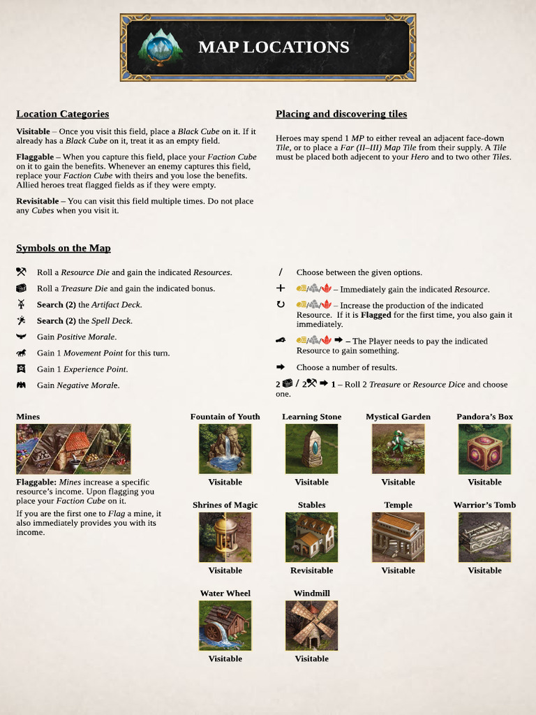 HoMM3 Board Game - Quick Guide To Map Locations v1.1 | PDF | Tabletop Games | Gaming