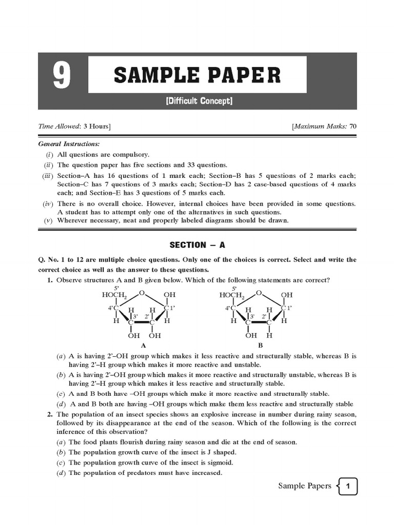 Sample Paper - 9 | PDF