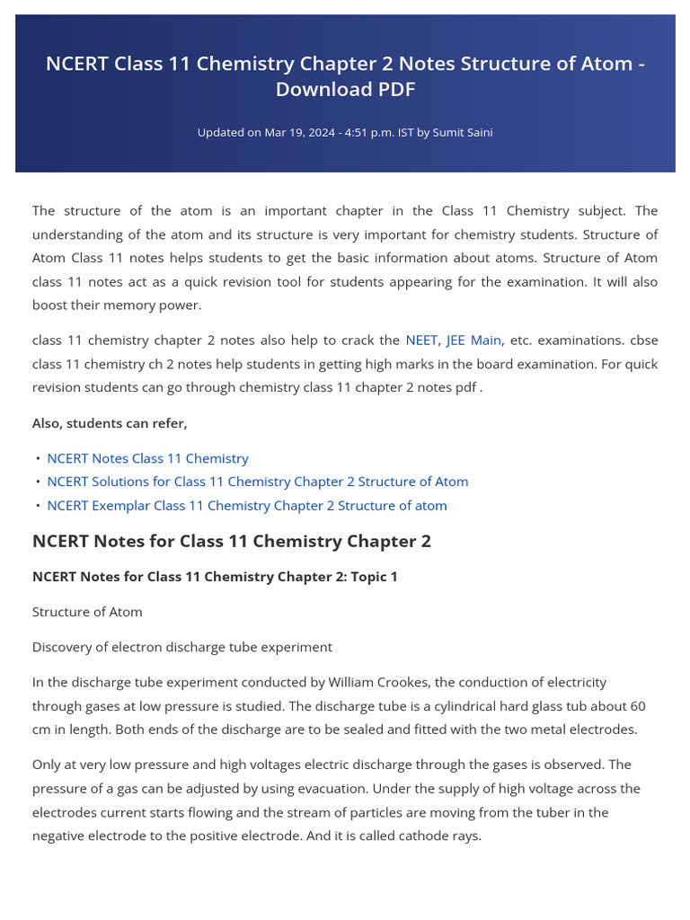 Structure of atom | PDF | Photoelectric Effect | Emission Spectrum