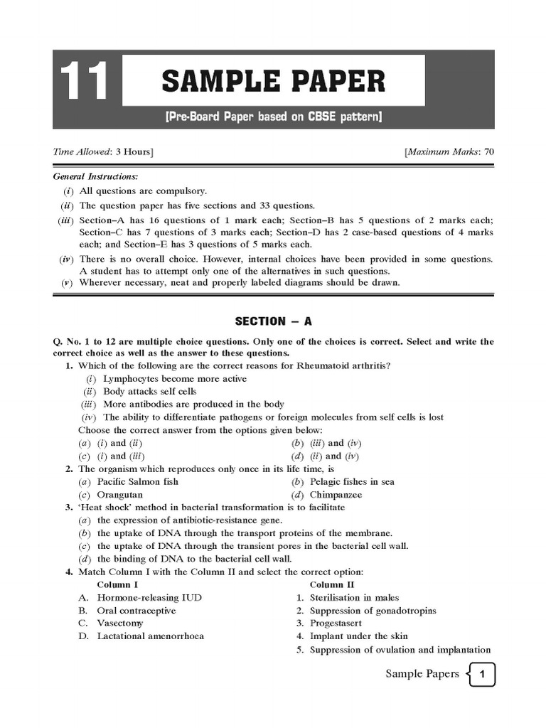 Sample Paper - 11 | PDF