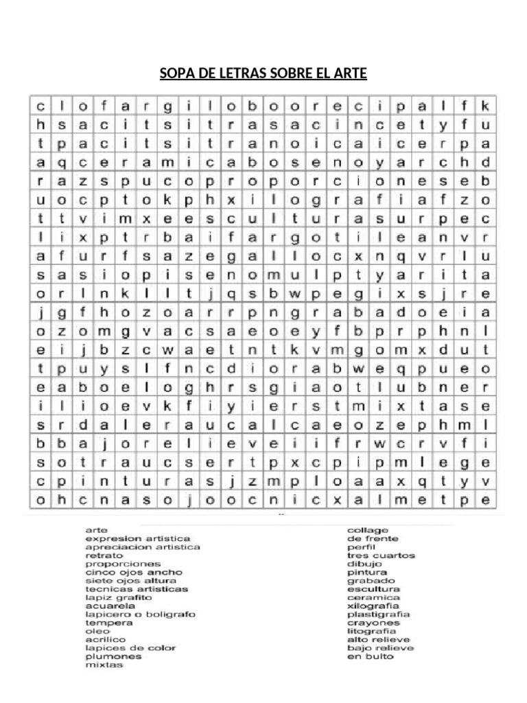 Sopa de Letras Sobre El Arte | PDF