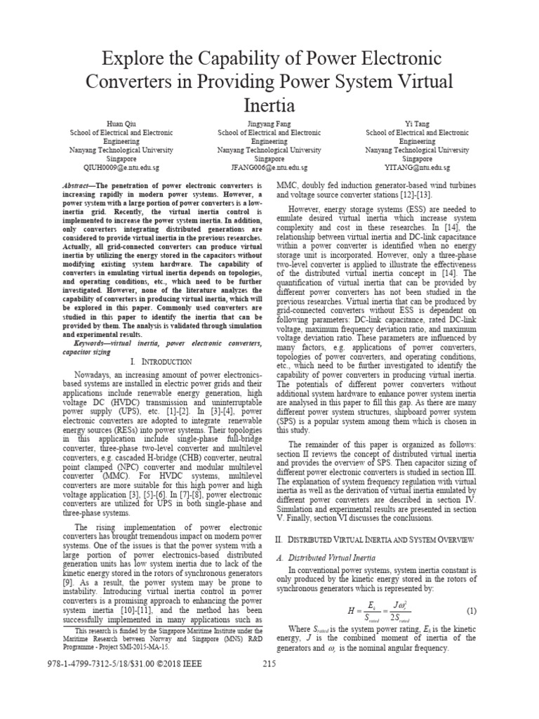 Explore The Capability of Power Electronic Converters in Providing ...