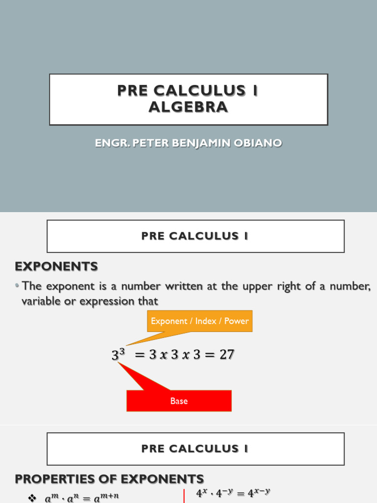 1a. Pre Calculus 1 Algebra Notes | PDF | Factorization | Zero Of A Function