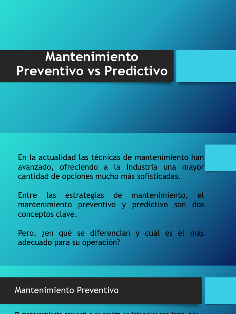 Mantenimiento Preventivo Vs Predictivo Presentacion | PDF
