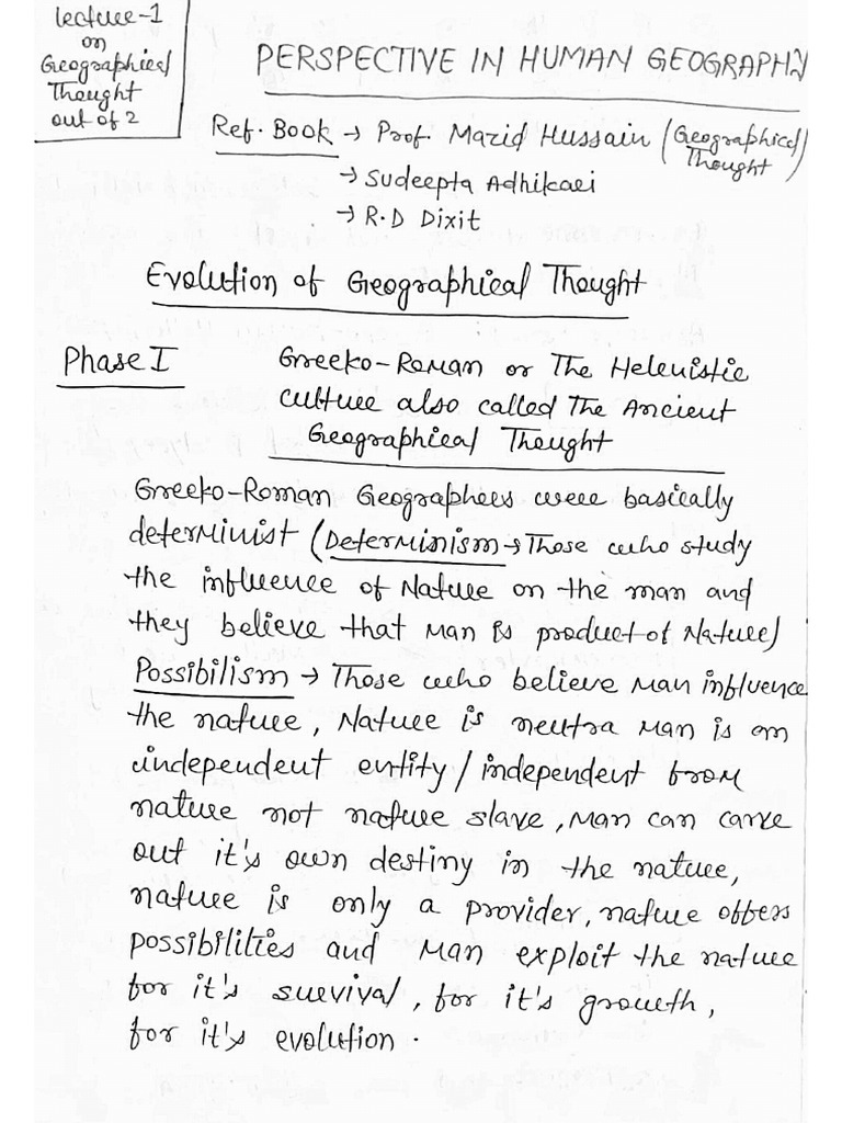 Geographical Thought 1 | PDF