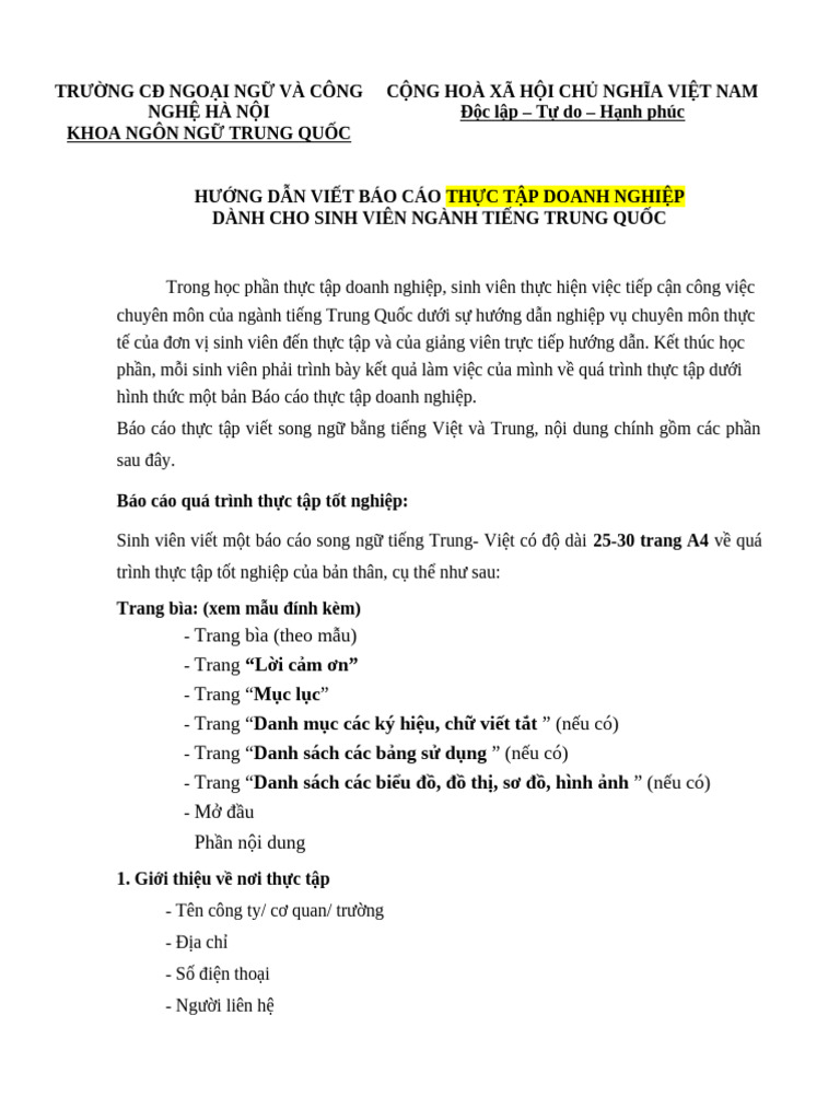 Huong Dan Viet Bao Cao Thuc Tap Đ T 2 | PDF