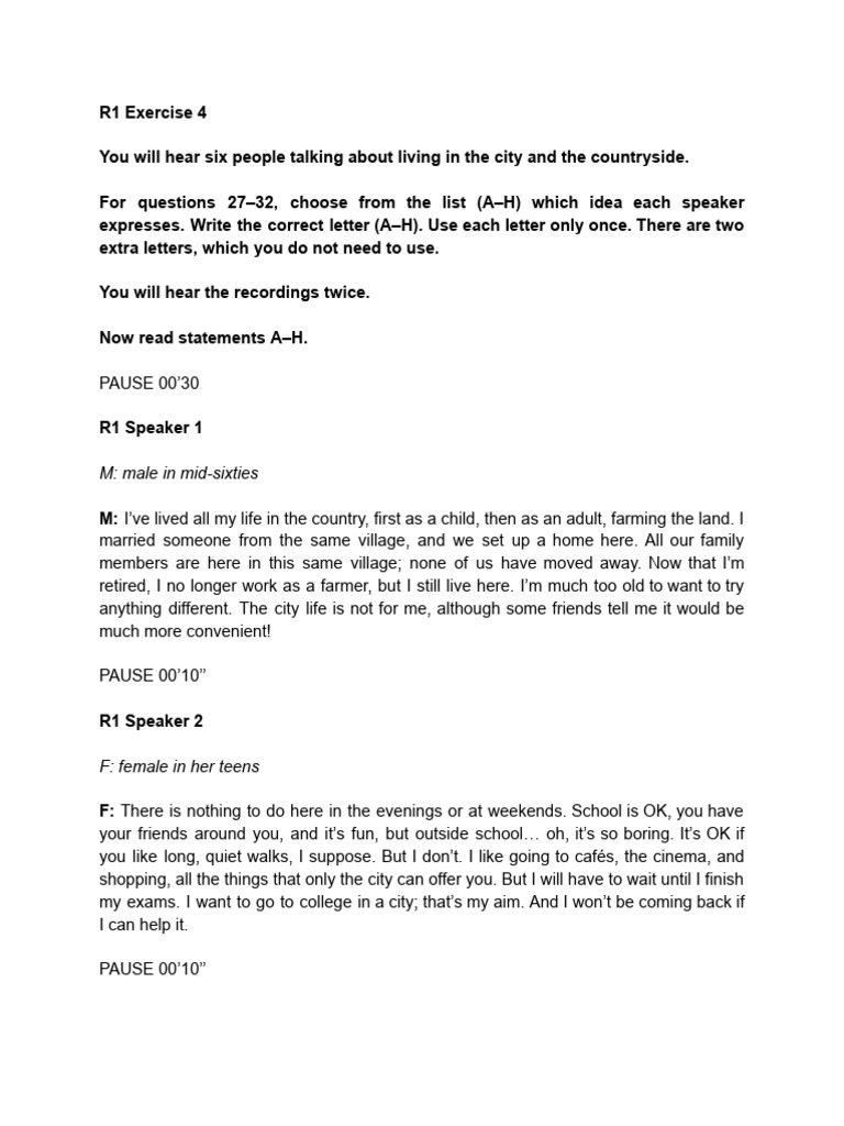 IGCSE ESL Listening Exercise 4 (Script Audio - Answers) | PDF