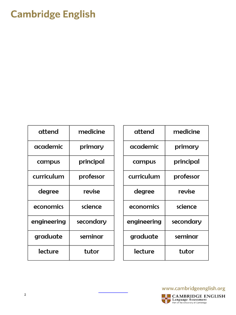 Education Vocabulary Activities | PDF | Schools | Curriculum