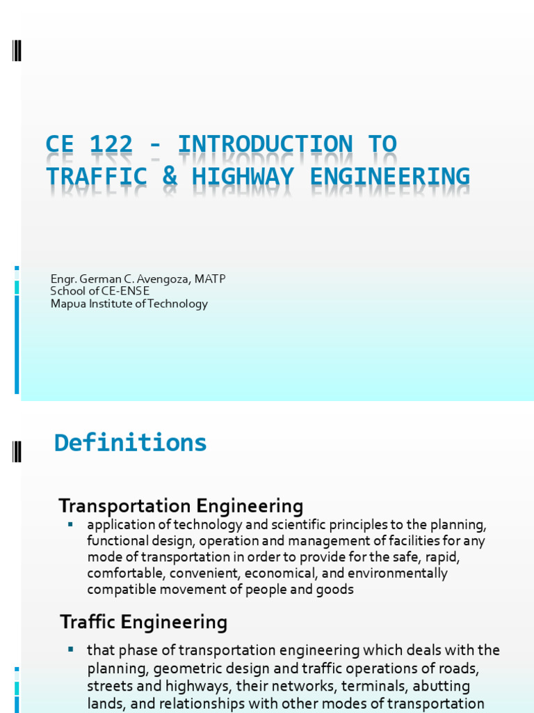 Traffic & Highway Engineering Overview | PDF | Traffic | Highway