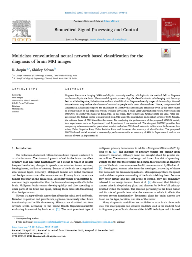 2023 Multiclass convolutional neural network based classification for ... 2023 Multiclass convolutional neural network based classification for ...