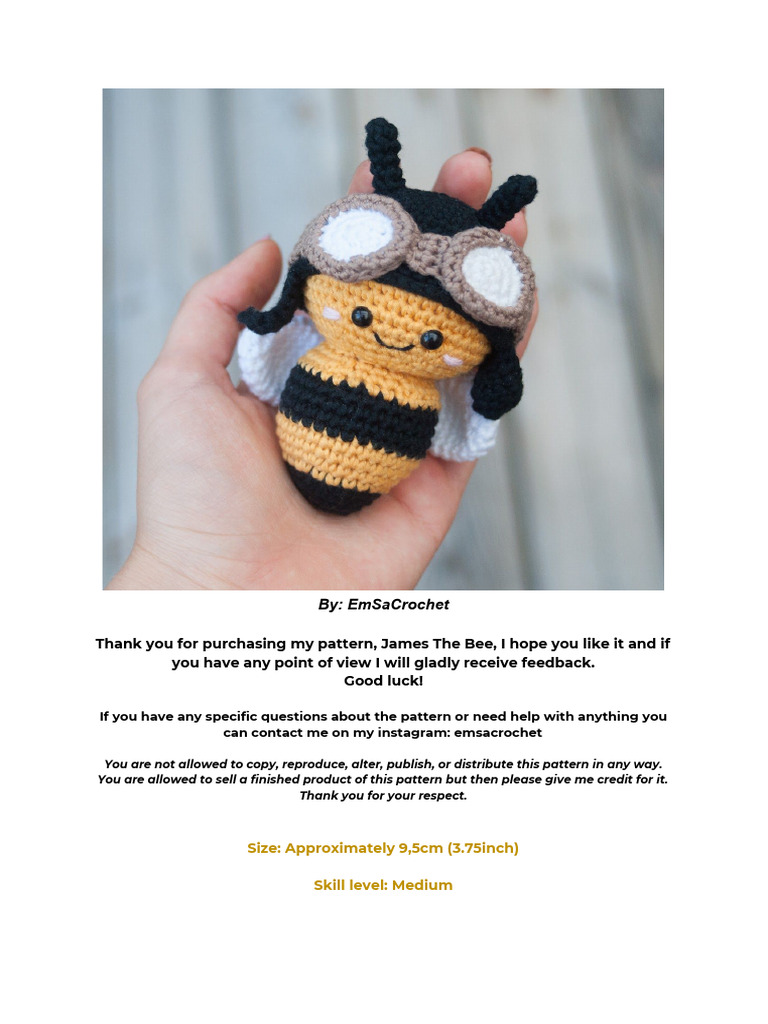 Jamie the Bee | PDF | Crochet | Weaving