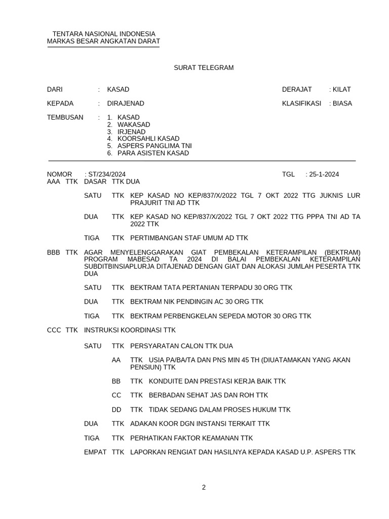 1. SURAT TELEGRAM BEKTRAM | PDF