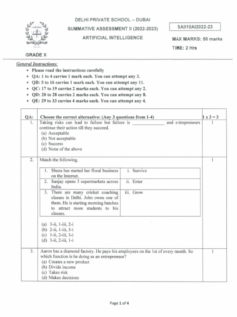2022-23 Sa2 Grade10 Ai | PDF