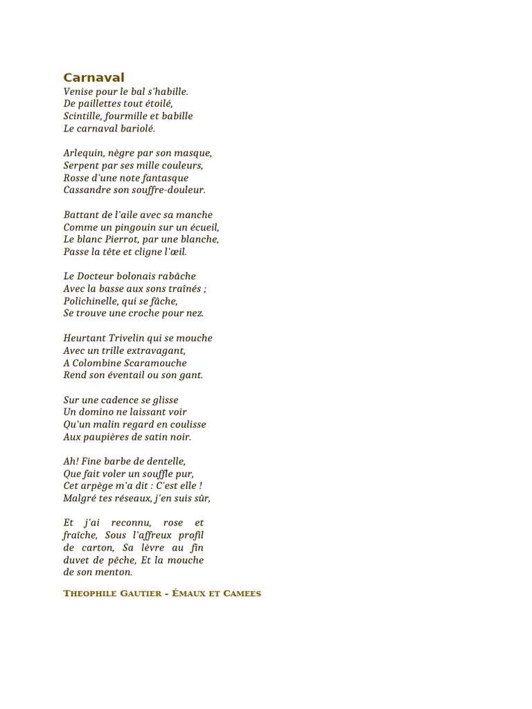 Poésie du Carnaval à Venise | PDF