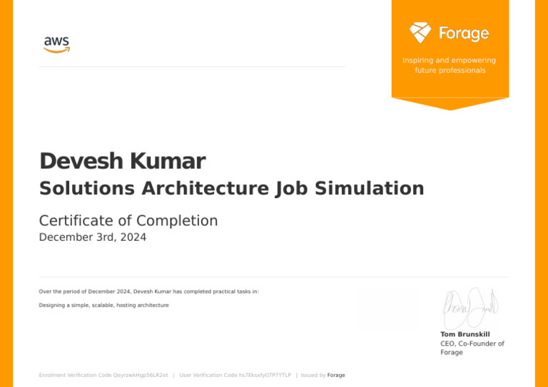 Devesh Kumar: Solutions Architecture Job Simulation | PDF