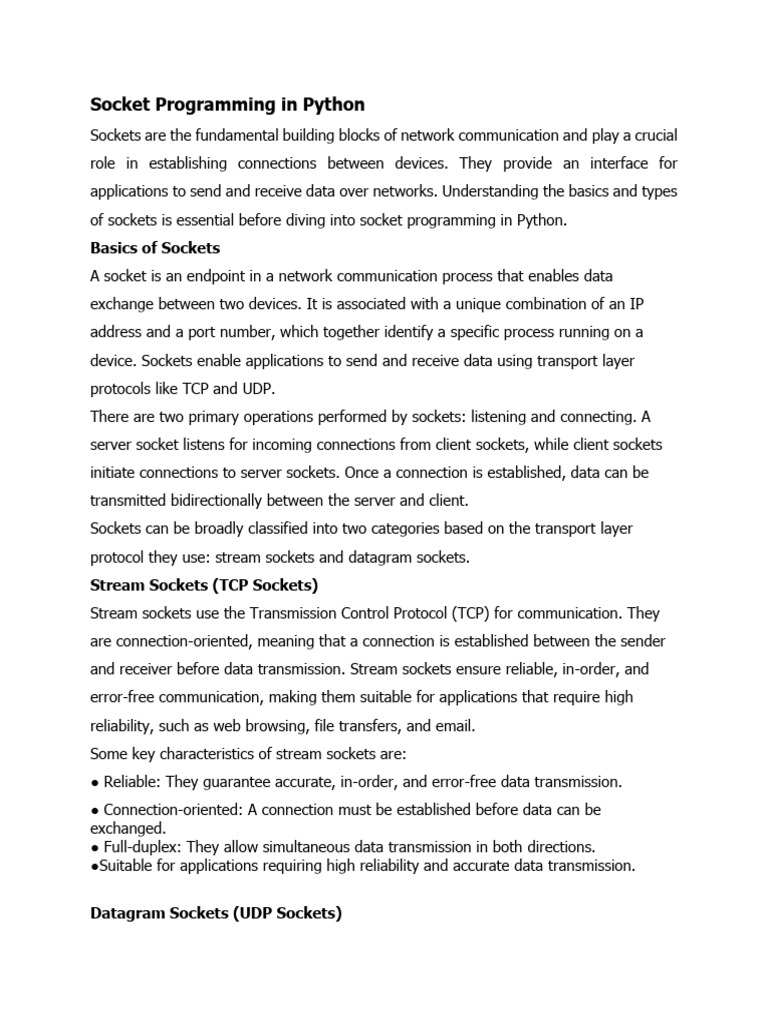 Python Socket Programming Guide | PDF | Network Socket | Port (Computer Networking)