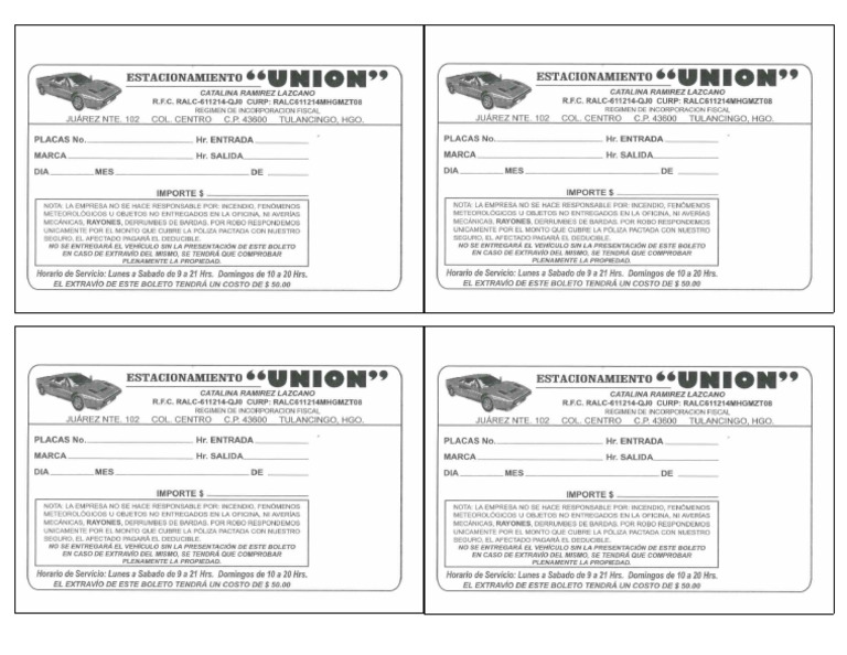 Boletos Estacionamiento | PDF