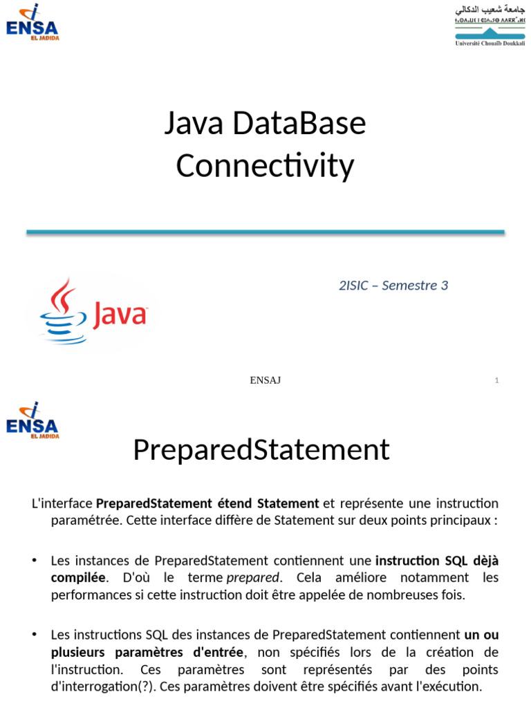 Utilisation de PreparedStatement en Java | PDF | SQL | Java (Langage de ...