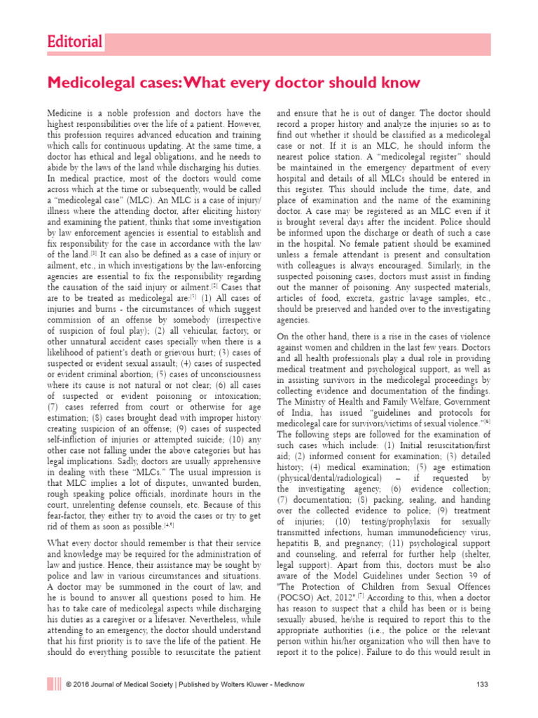 Understanding Medicolegal Cases for Doctors | PDF | Physician | Medical ...