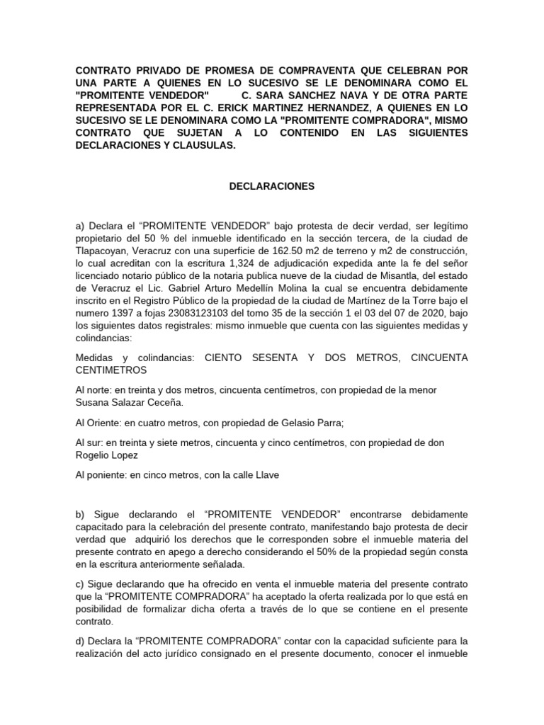 Contrato de Promesa de Venta | PDF