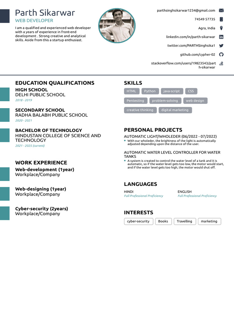 Parth's Resume (2) | PDF | Internet | Web Development